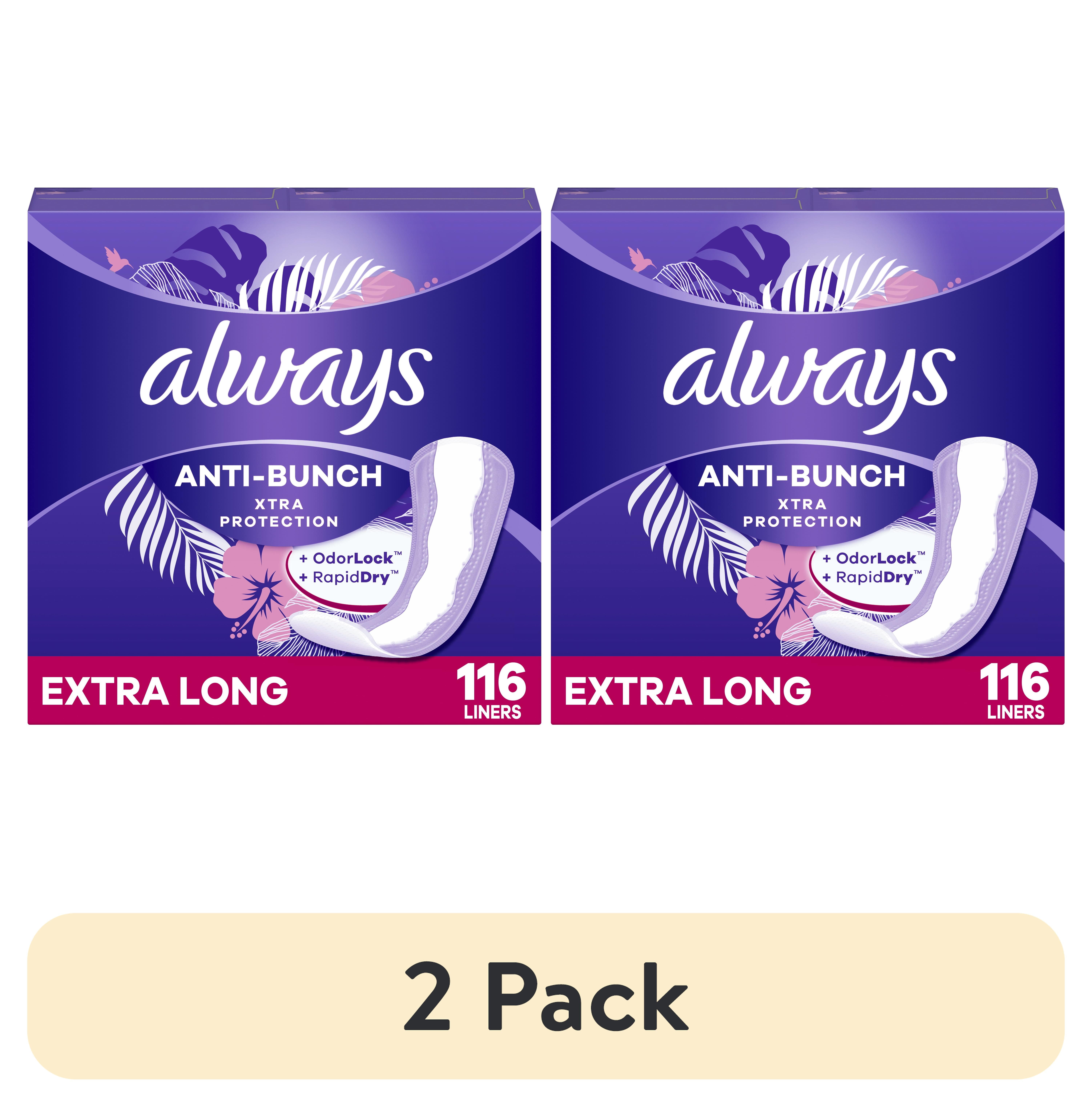 (2 pack) Always Anti-Bunch Xtra Protection Daily Liners, Extra Long ...