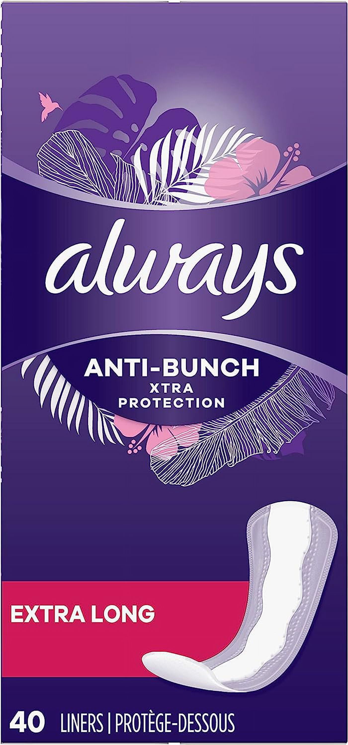Always Anti-Bunch Xtra Protection Daily Liners Extra Long Unscented ...