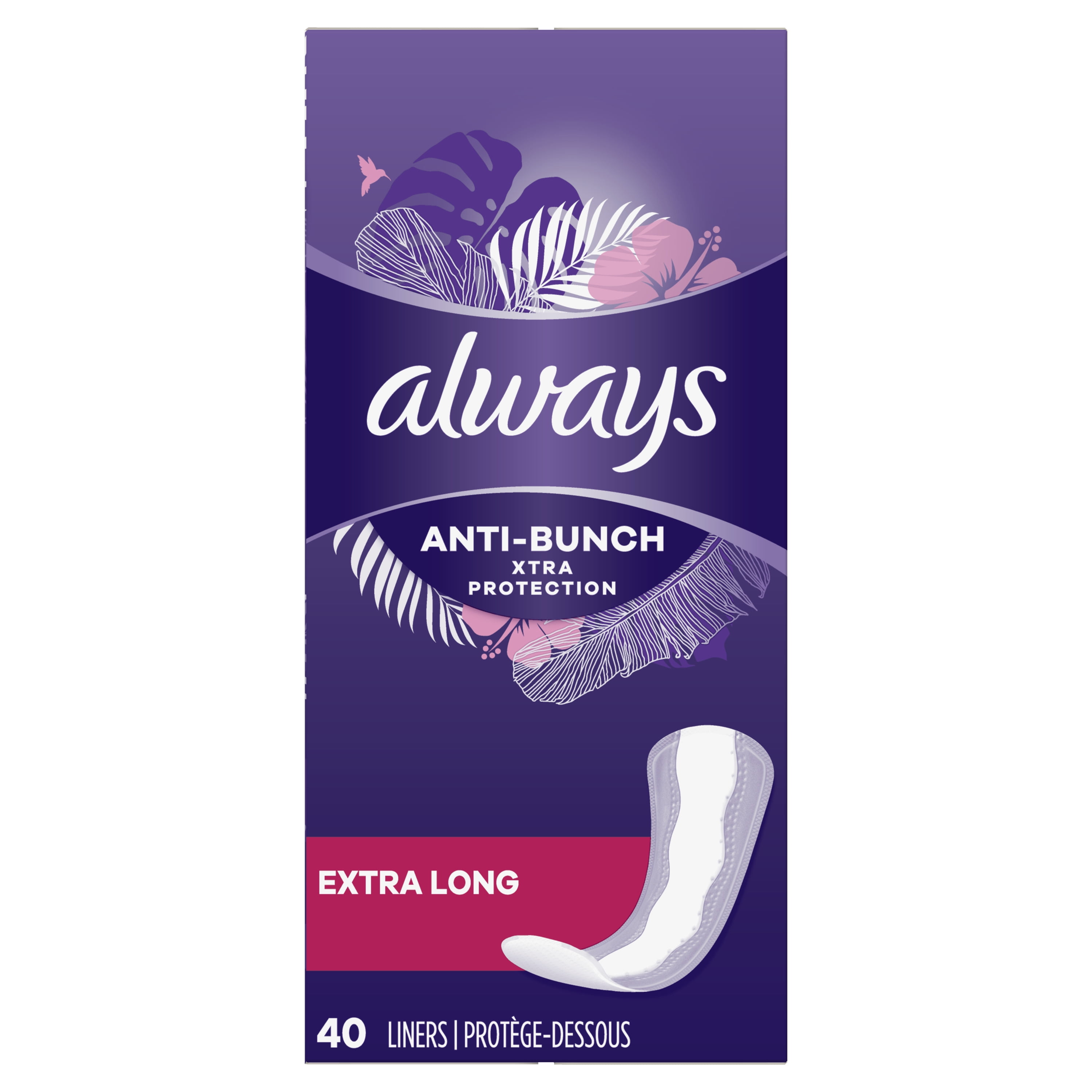 Always Anti-Bunch Xtra Protection Daily Liners Unscented, 40 Count ...