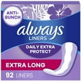 Always Extra Long Anti-Bunch Daily Pantiliners, Xtra Protection, 92 Ct ...