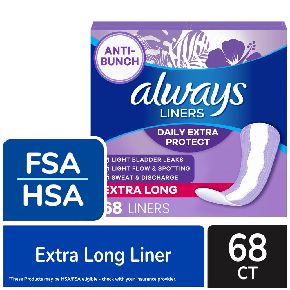 Always Anti-Bunch Daily Extra Protect Liners Extra Long Unscented - 68 ...