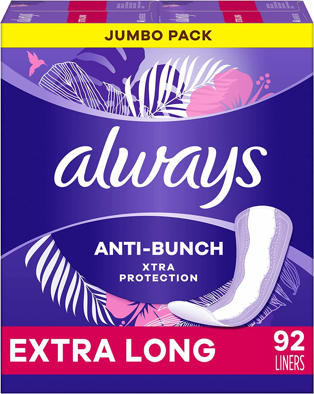 Always Xtra Protection Daily Liners, Extra Long Sanitary Pads for Women ...