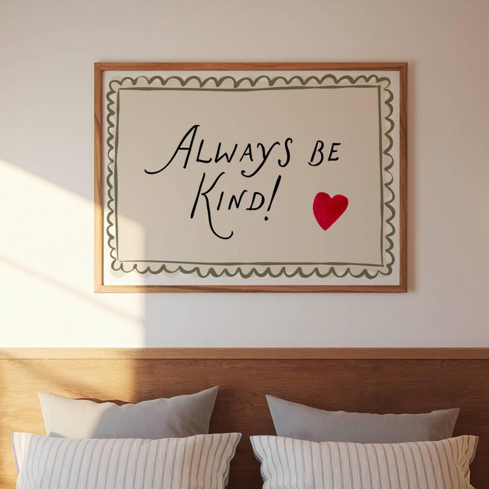 Always Be Kind Green Whimsical Wall Art Decor Print UNFRAMED PAPER ...