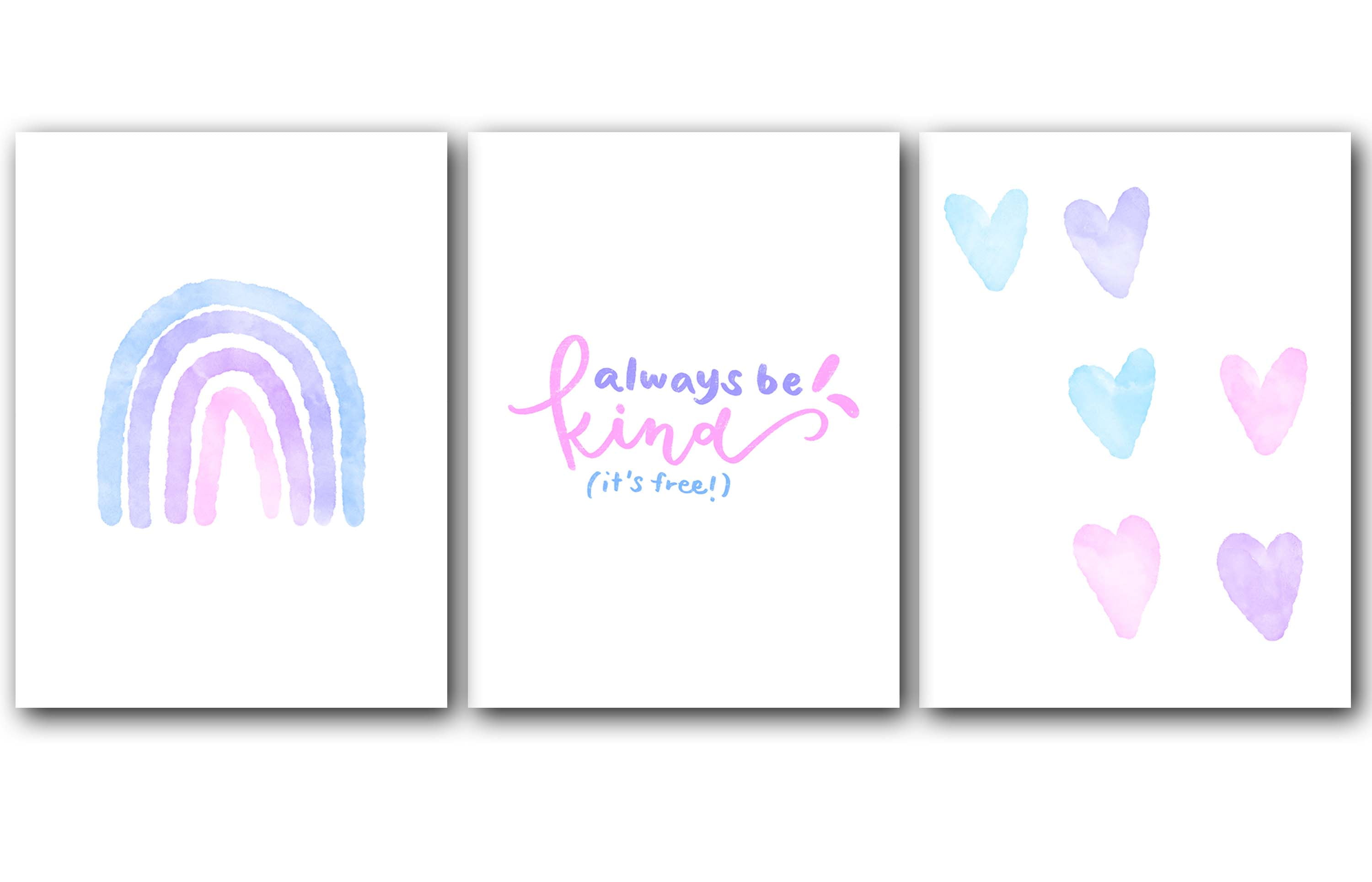 Always Be Kind Rainbow, Set of 3 Poster Prints, Home Wall Décor ...