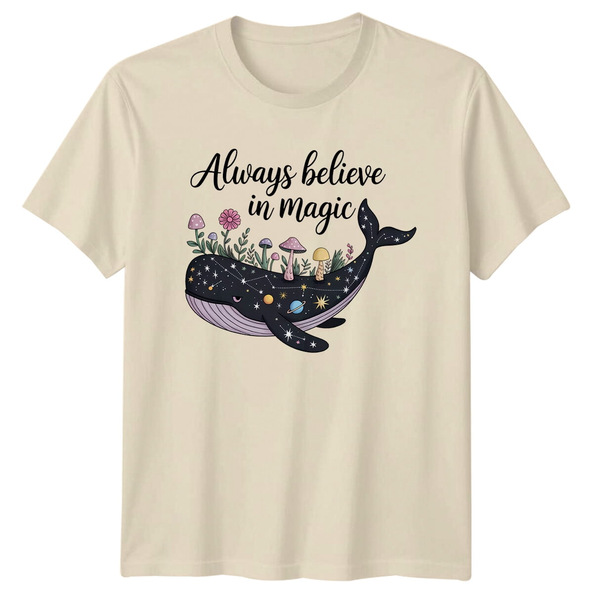 Always Believe In Magic Celestial Whale Boho T-Shirt - Walmart.com