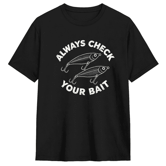 Always Check Your Bait Vintage Graphic Tee For Men, Fishing Funny ...