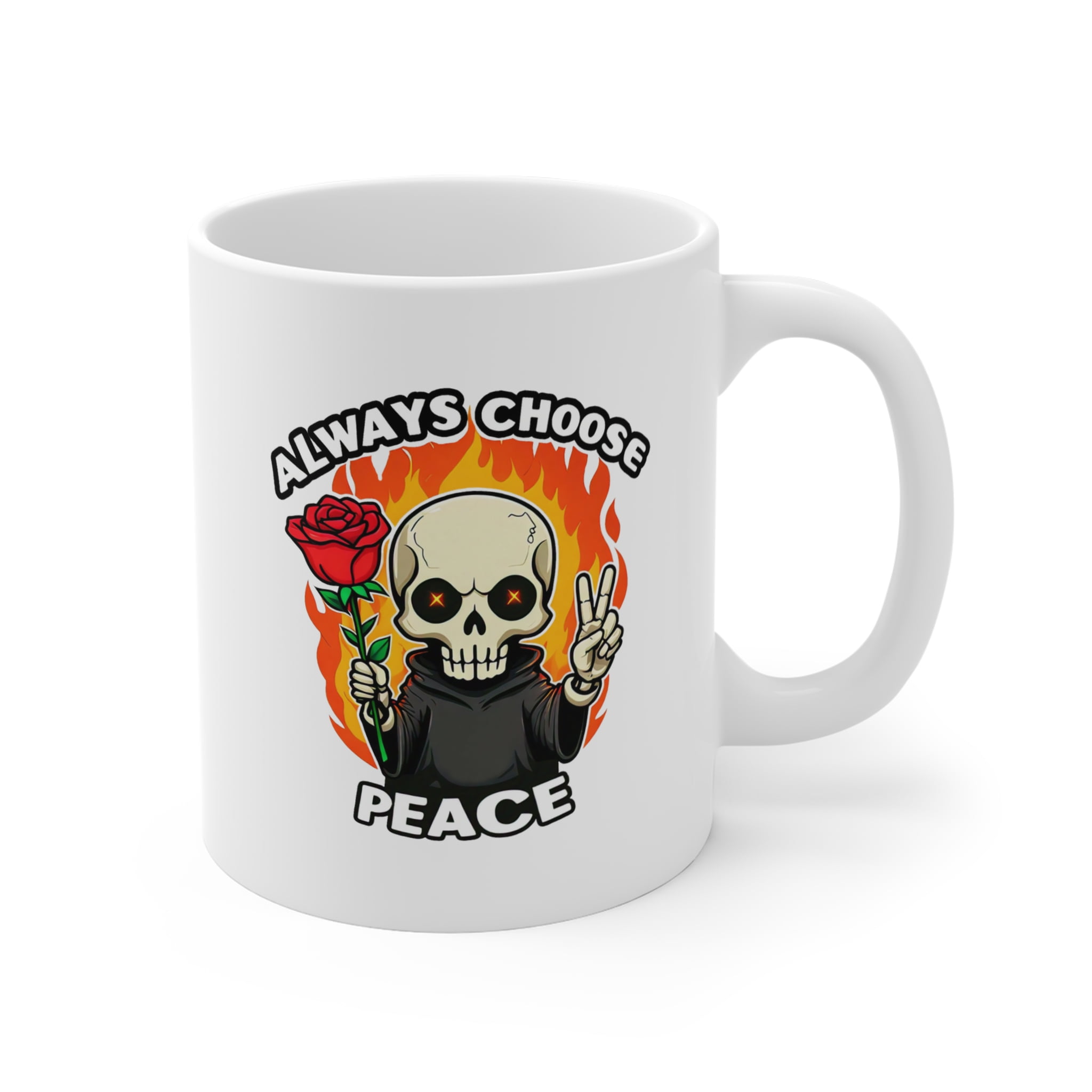 Always Chose Peace Mug Skeleton Peace mugs 11oz White Ceramic Cups ...