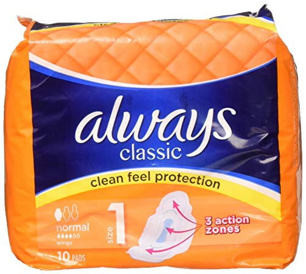 Always Classic Clean Feel Protection 10 Normal Pads - Walmart.com