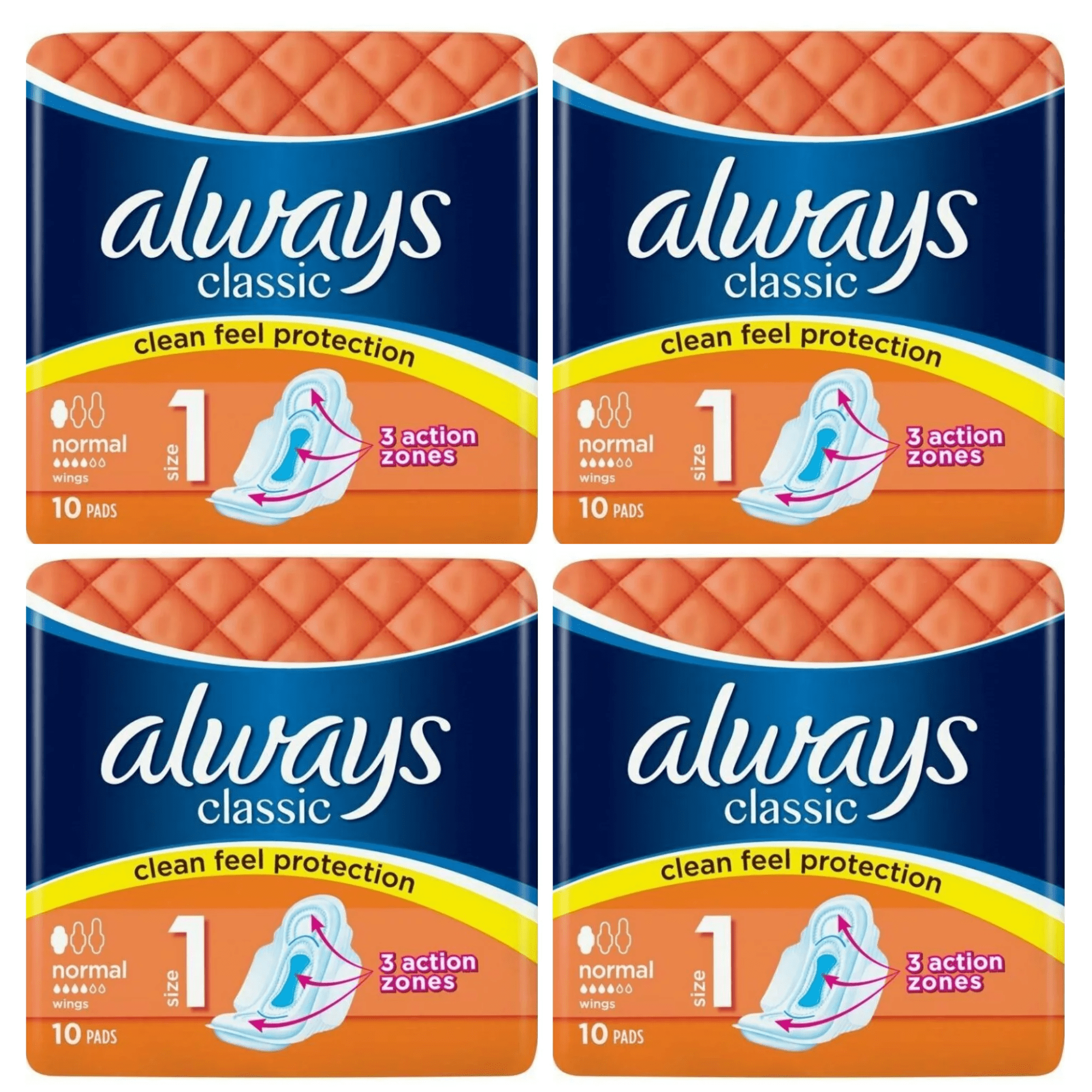 Always Classic Normal Size 1 Regular Absorbency Unscented with Wings ...