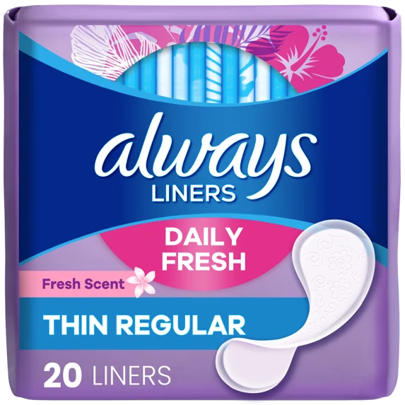 Always Daily Liners Fresh Pantiliners, Thin, Regular, Clean Fresh Scent ...