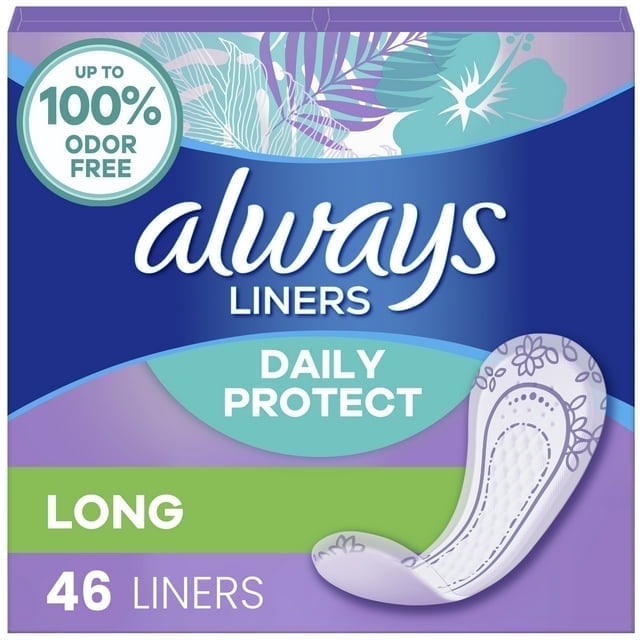 Always Daily Protect Liners, Long Length, Unscented, 46 Count (2 pack ...