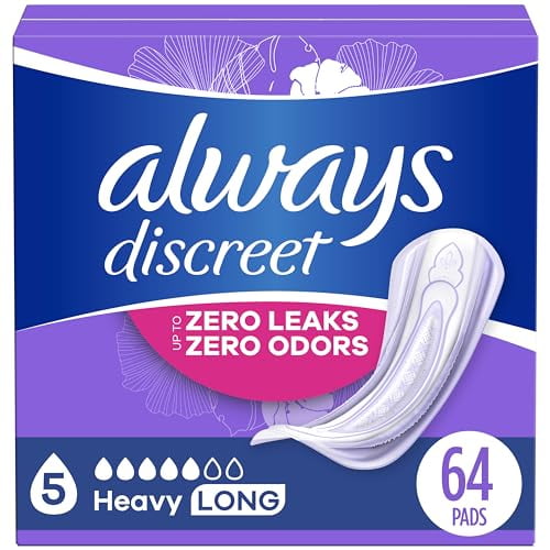 Always Discreet Incontinence Pads for Women, Long Length, Heavy ...
