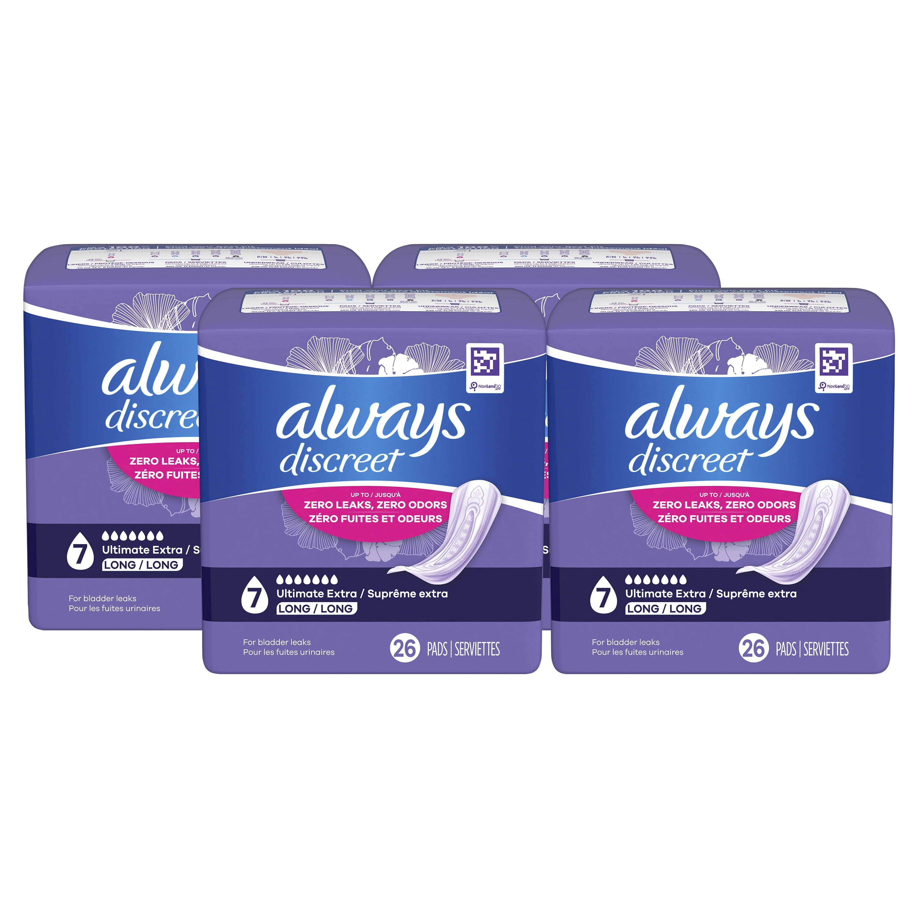 Always Discreet Adult Incontinence Pads for Women, Ultimate Extra ...