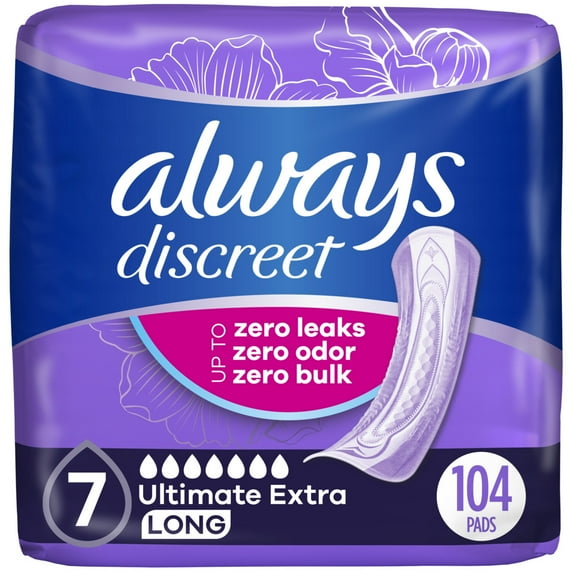 Always Discreet Adult Incontinence Pads for Women, Ultimate Extra ...