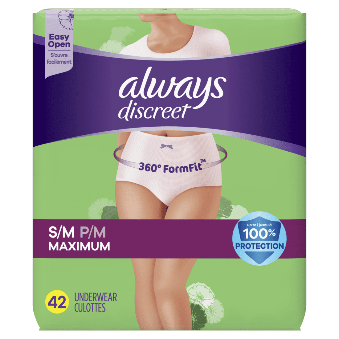 Always Discreet Adult Incontinence Underwear for Women and Postpartum Underwear, S/M, 84 CT, up ...