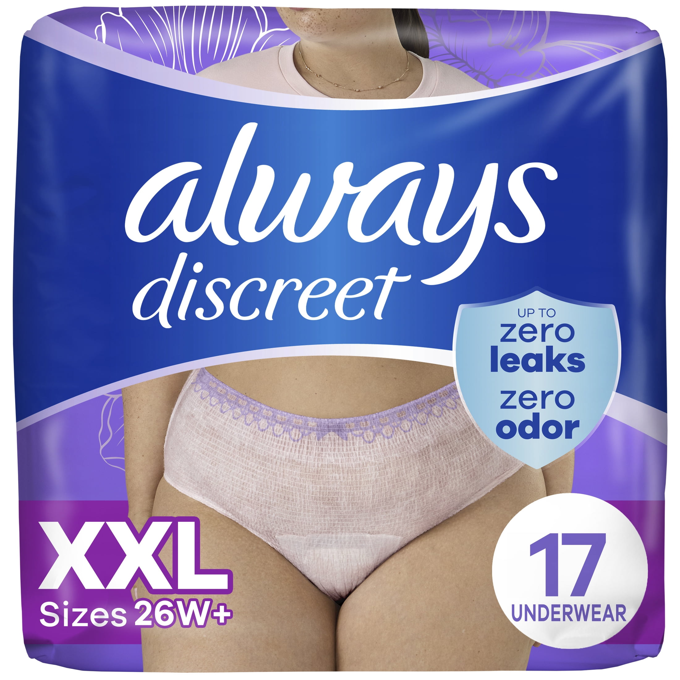 Always Discreet Adult Incontinence Underwear for Women and Postpartum Underwear, XXL, Up to 100% ...