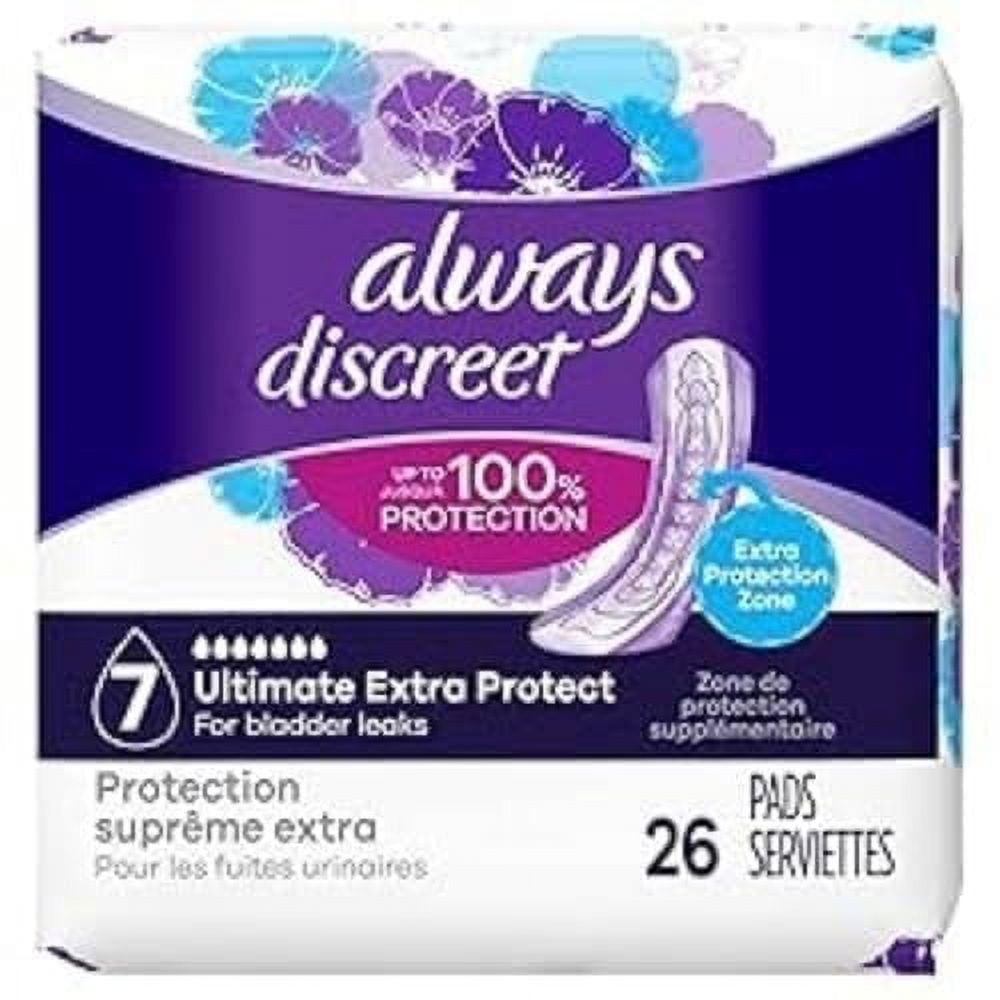 Always Discreet Adult Moderate Long Incontinence Pads, Up to 100% Leak-Free Protection, 54 Count ...