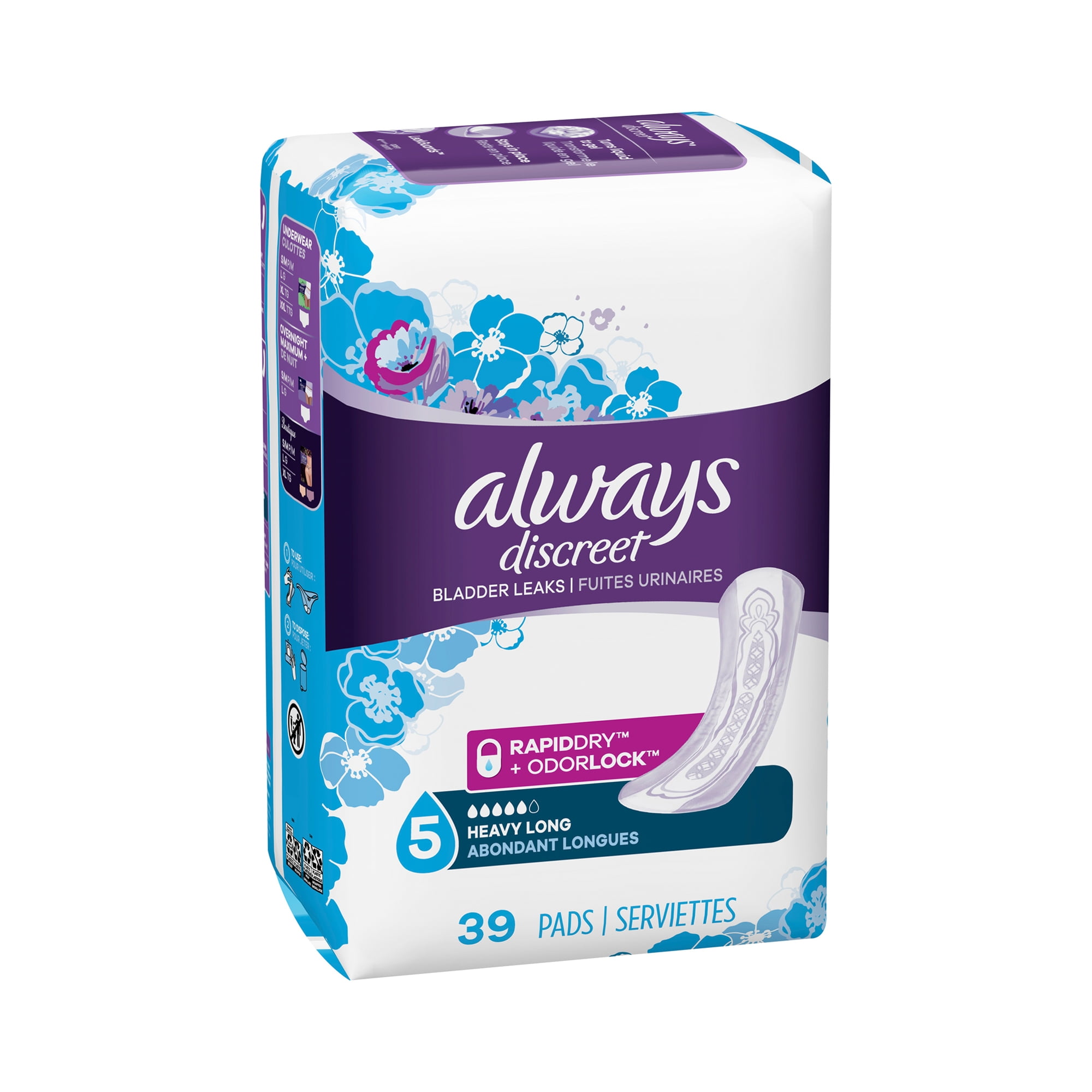 Always Discreet Bladder Protection Pads, Maximum Absorbency, 39 Count ...