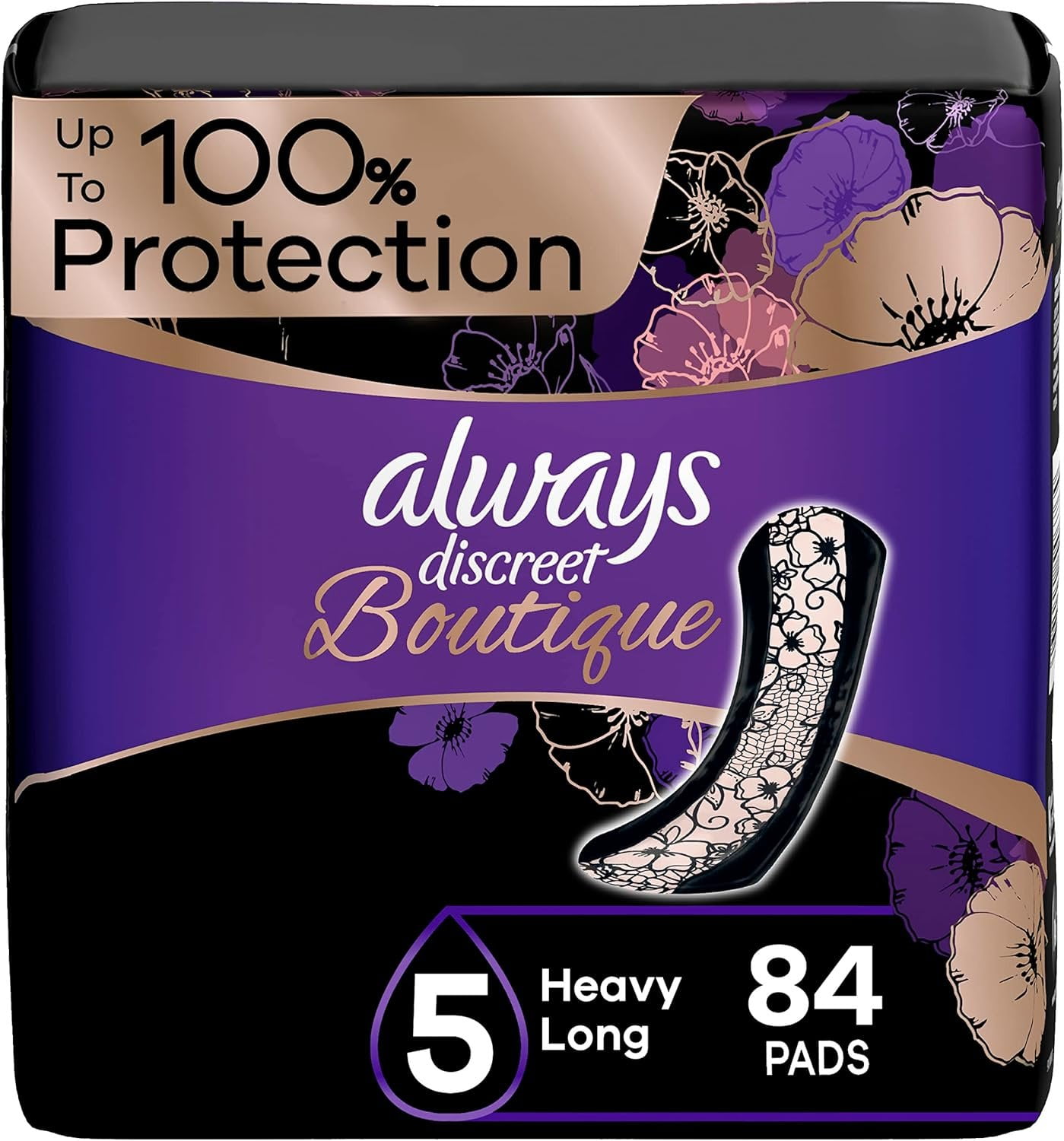 Always Discreet Boutique Heavy Absorbency Pads, Size 5, For Women ...