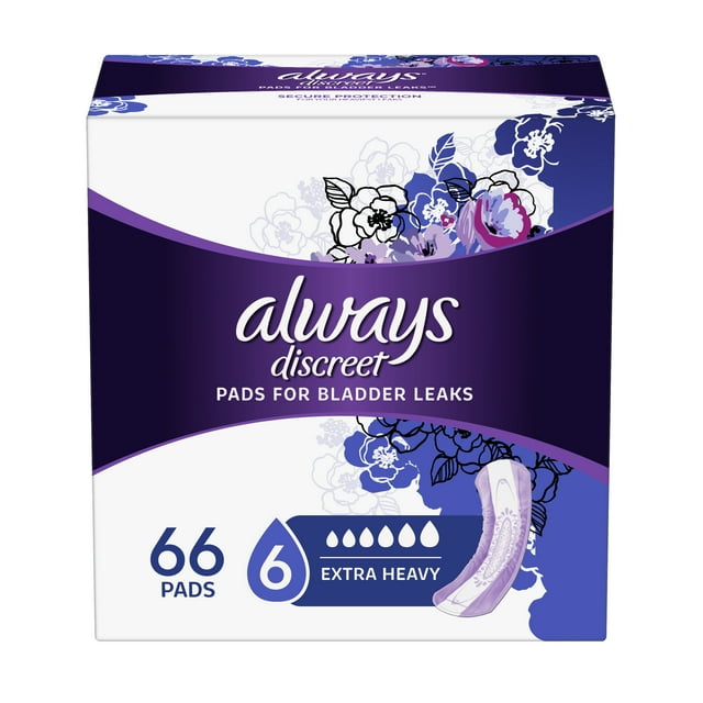 Always Discreet Women's Incontinence Pads, Extra Heavy Absorbency, 66 ...