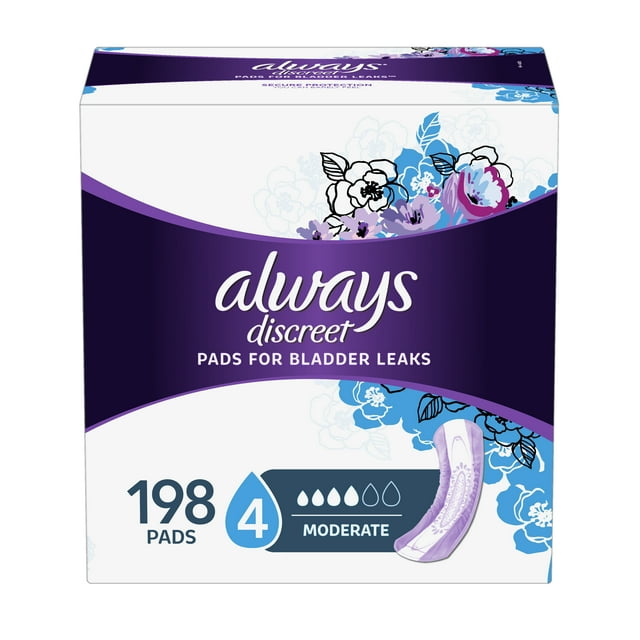 Always Discreet Incontinence Pads, Moderate Absorbency, Urinary Leak ...