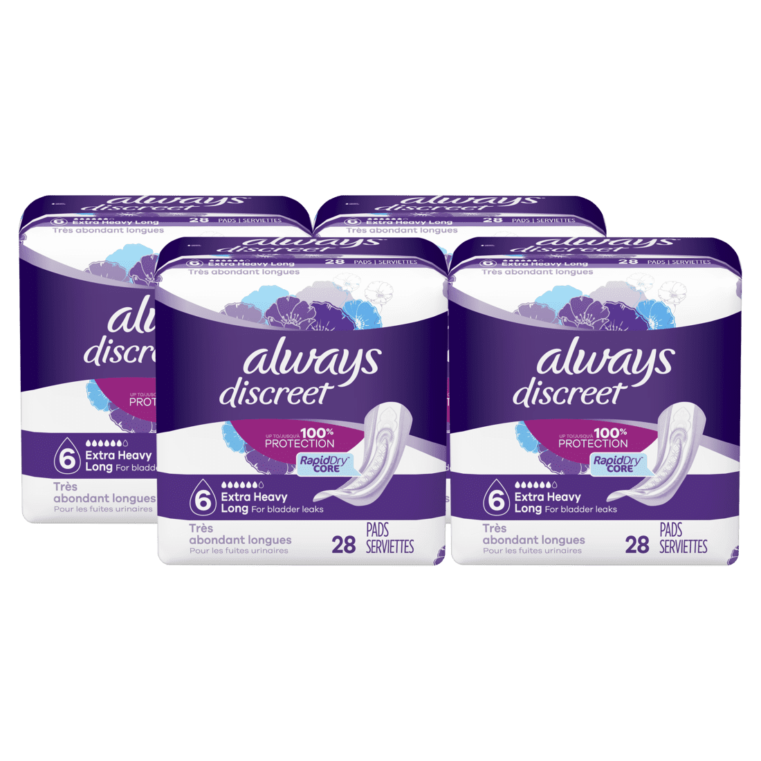 Always Discreet Pads, Extra Heavy Absorbency, Long Length, 112 Count ...