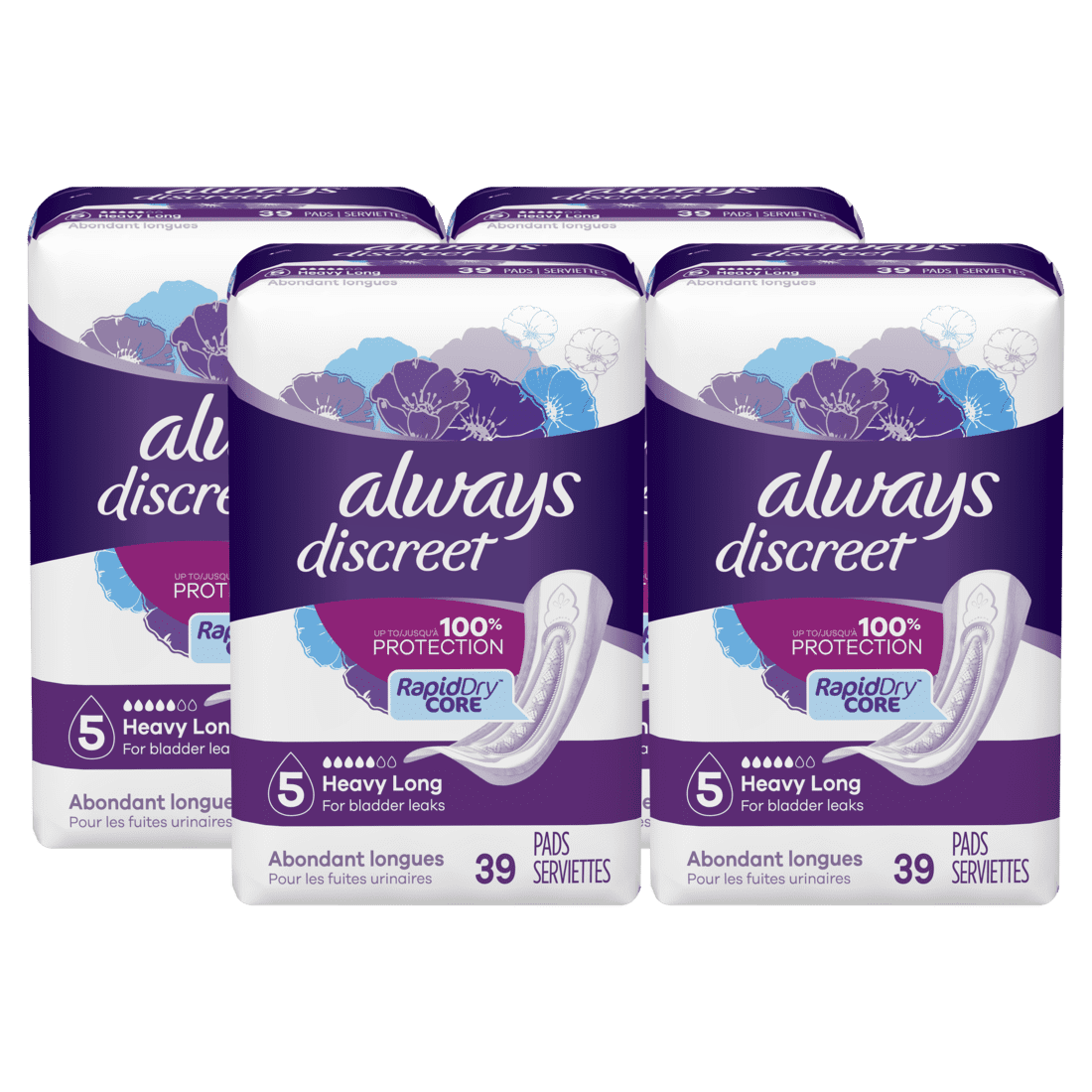 Always Discreet Pads, Heavy Absorbency, Long Length, 156 Count ...