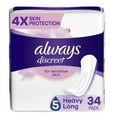 Always Discreet Pads for Sensitive Skin, Heavy Absorbency, Long Length ...