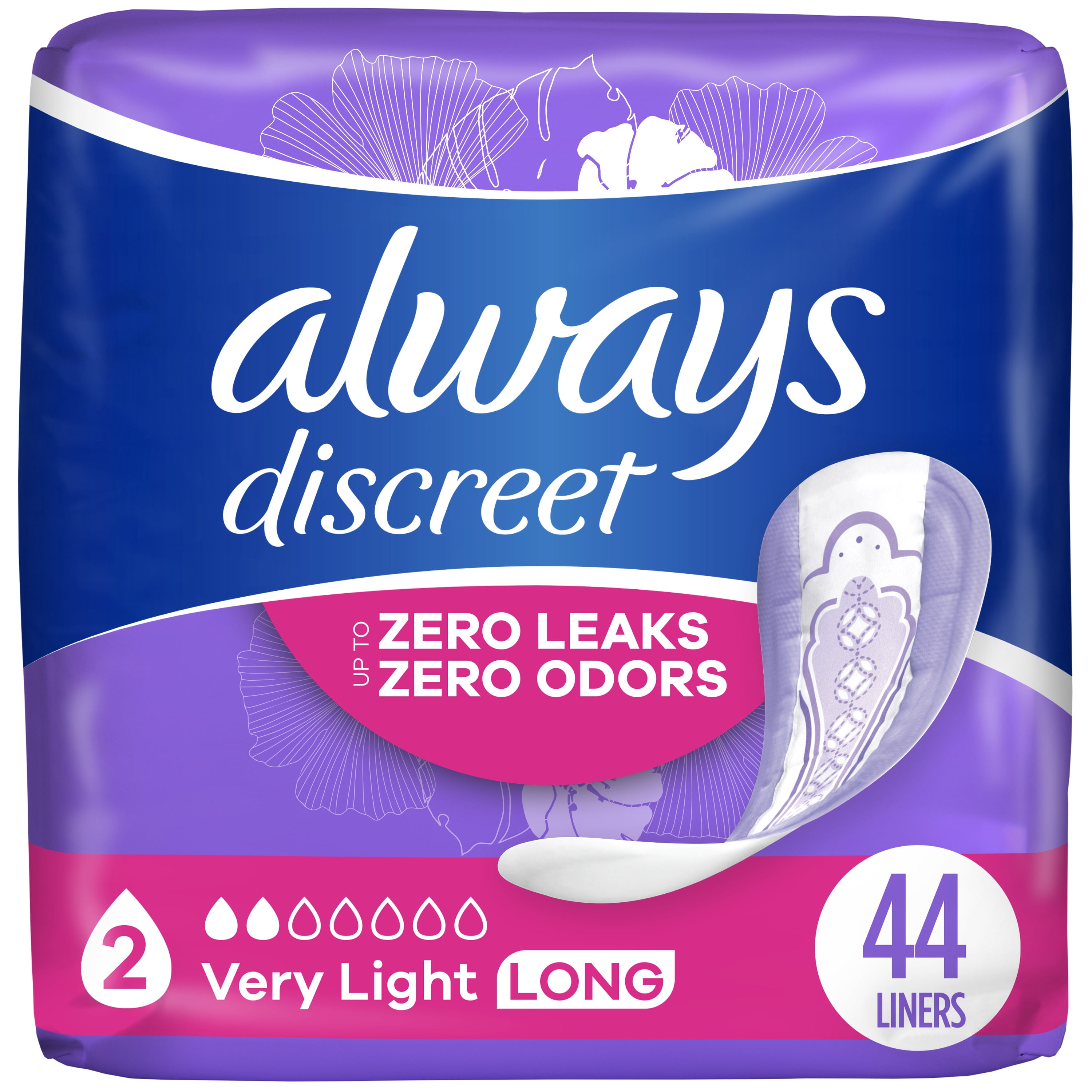 Always Discreet Postpartum Incontinence Liners, Very Light Absorb, Long ...