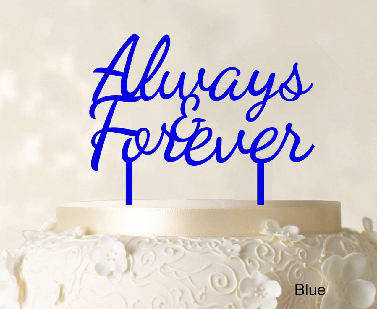 "Always & Forever Custom Wedding Cake Topper Personalized Blue Cake ...