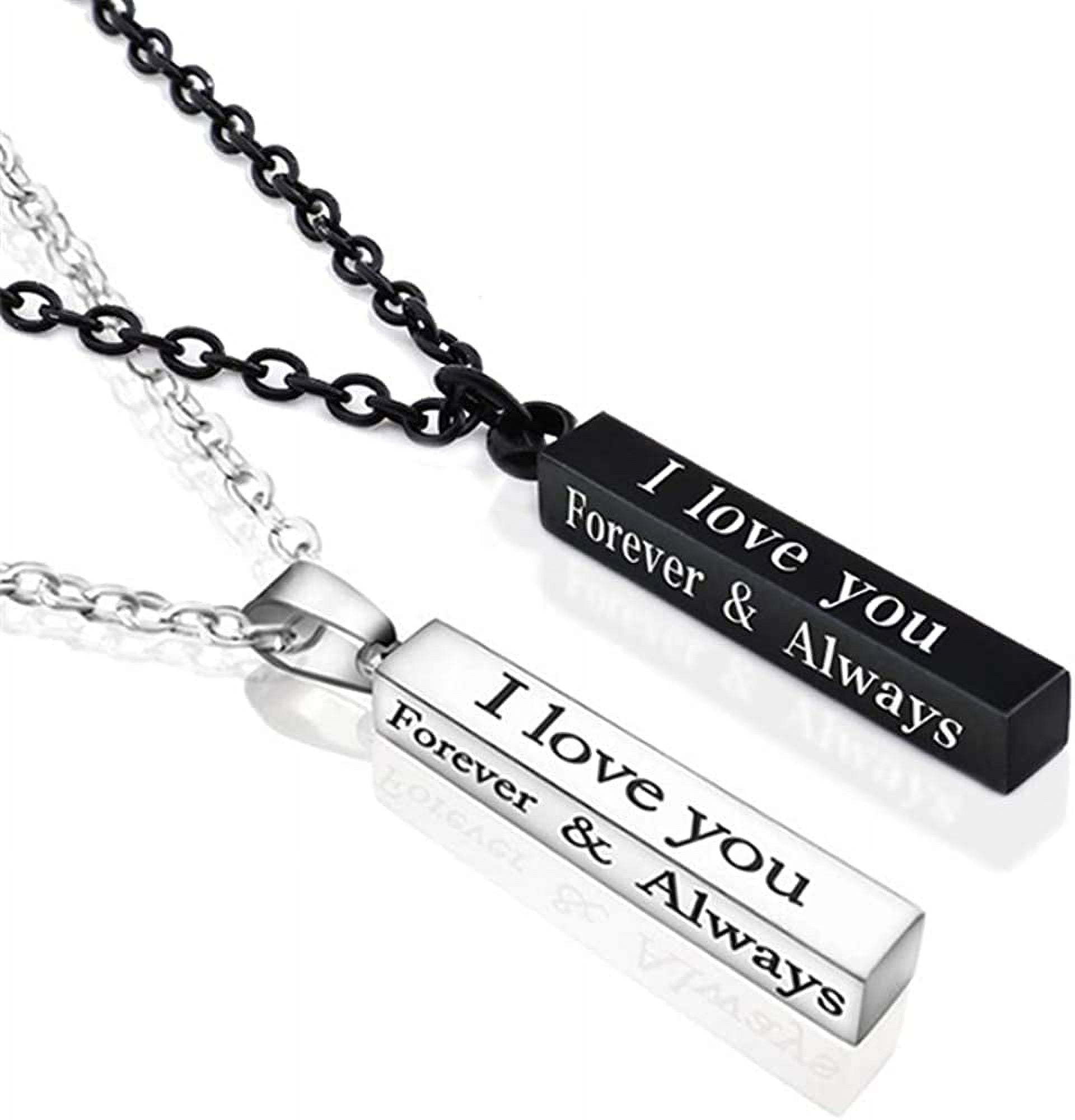 Always and Forever Necklace for Couples Stainless Steel I Love You ...