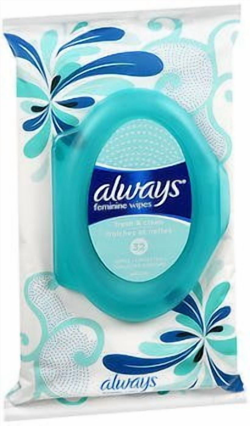 Always Fresh & Clean Feminine Wipes, 32 Count, Pack of 4, 14.2 cm x 19. ...