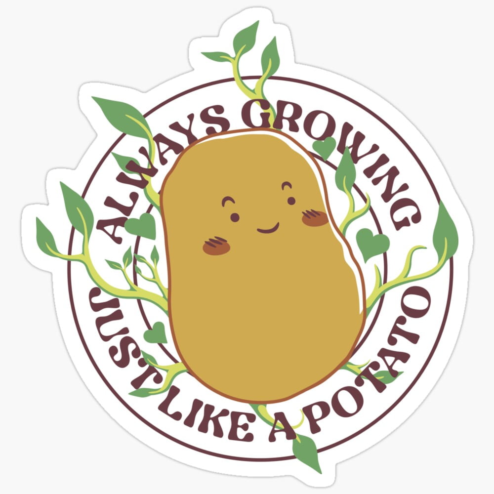 Always Growing Just Like A Potato Blue Sticker Phone Decal Water Bottle ...