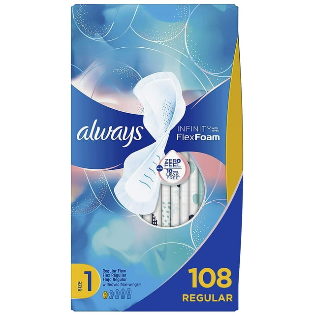 Always Infinity Feminine Pads for Women, Size 1, 108 Count, Regular ...