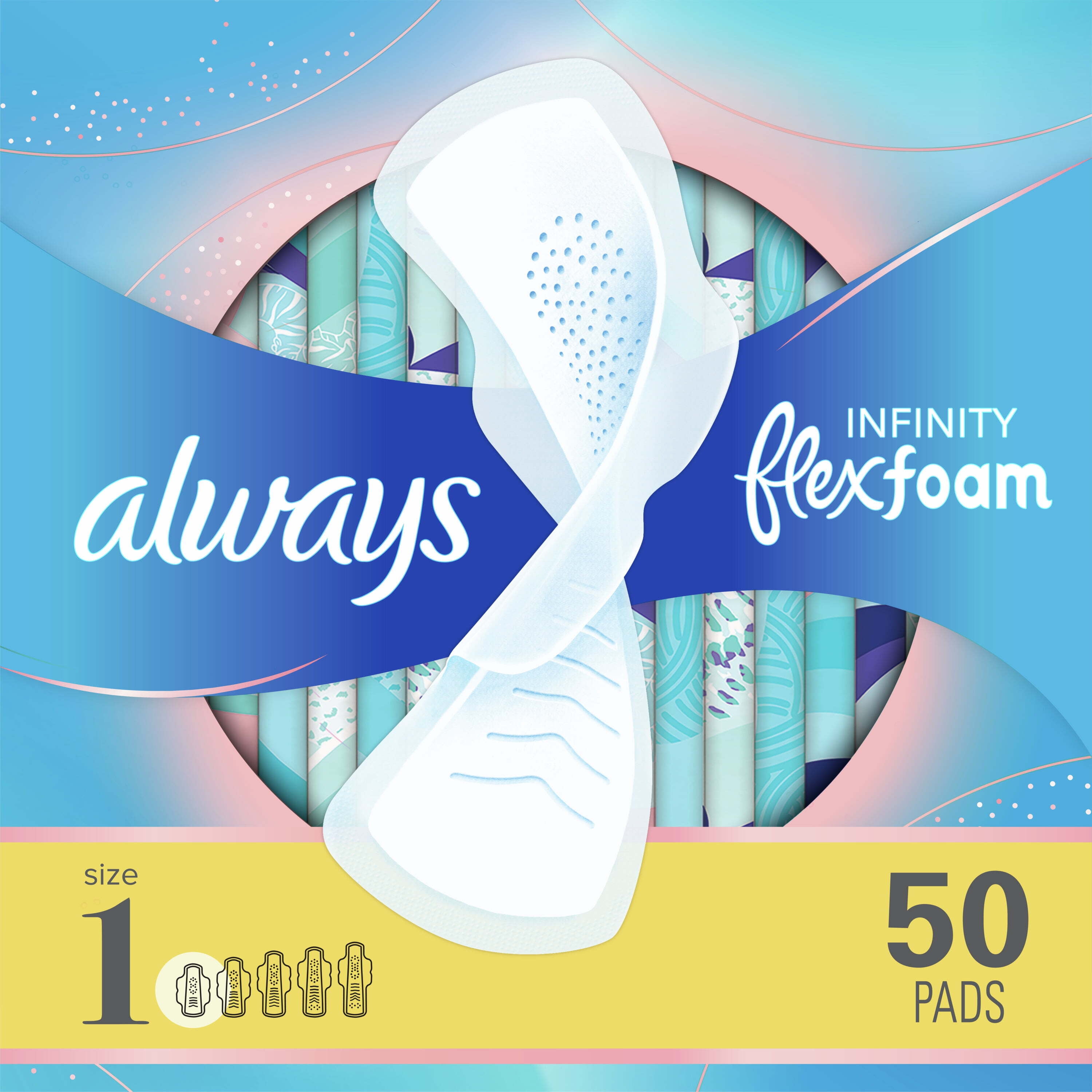 Always Infinity Feminine Pads, Size 1 Regular, with Wings, Unscented ...