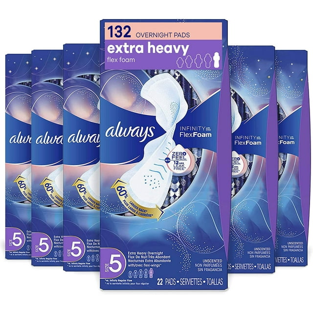 Always Infinity Size 5, Extra Heavy Overnight Pads, Unscented, 22 Count ...