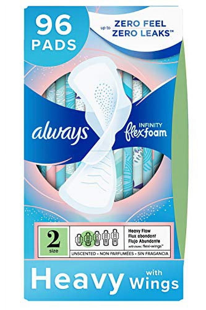 Always Infinity Feminine Pads for Women, Size 2, 96 Count, Heavy Flow ...