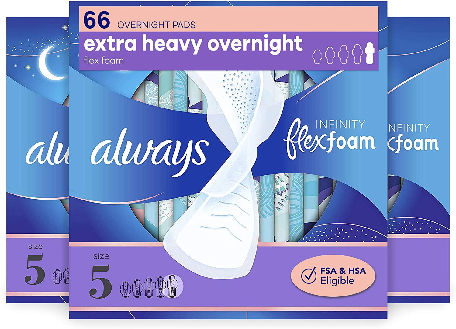 Always Infinity Size 5 Extra Heavy Overnight Feminine Pads with Wings ...