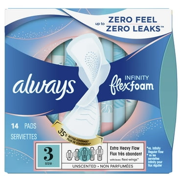 ALWAYS Infinity, Size 4, Overnight Sanitary Pads with Wings, Unscented ...