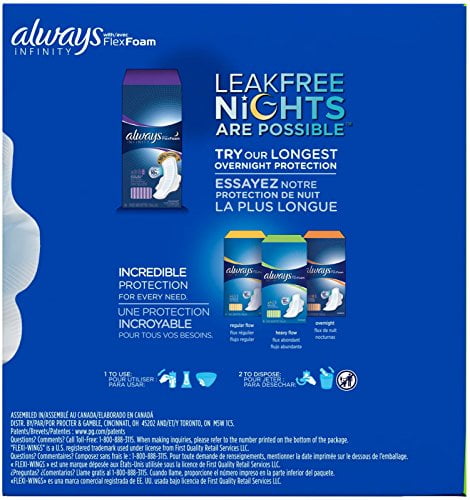 Always Infinity Pads with Wings, Heavy Flow, 46 Count - Walmart.com