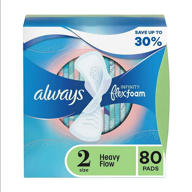 Always Infinity Ultra Thin Heavy Flow Pads with Flex Foam and Wings, 64 ...