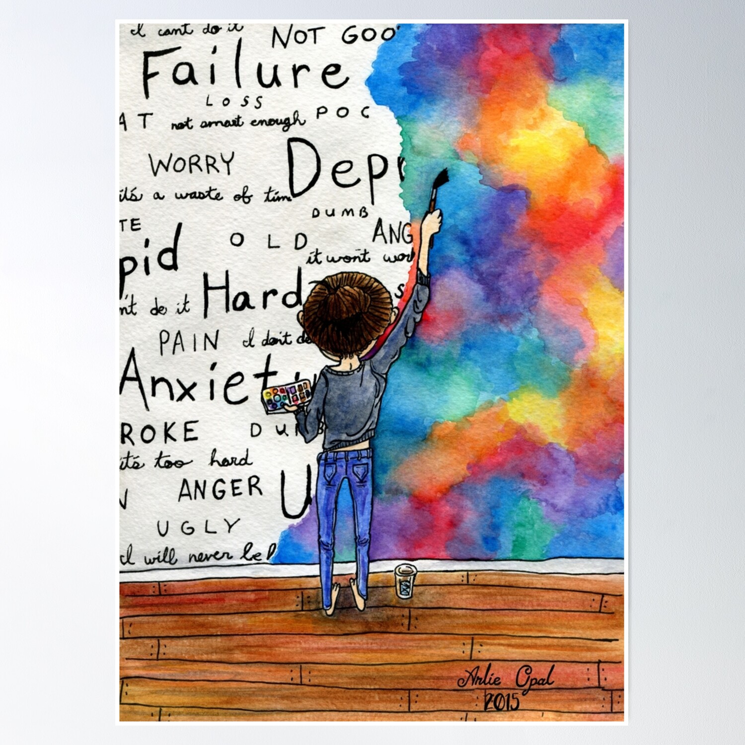 Always Keep Fighting Watercolor Painting (2015) Revamp Poster Wall Art ...