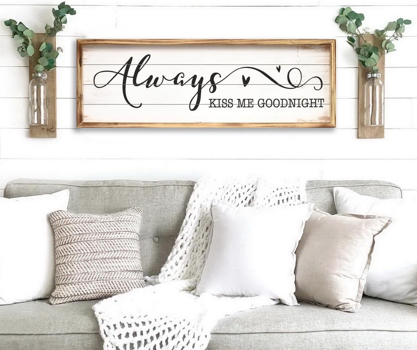 Always Kiss Me Goodnight Wall Decor Sign for Bedroom, Large Farmhouse ...