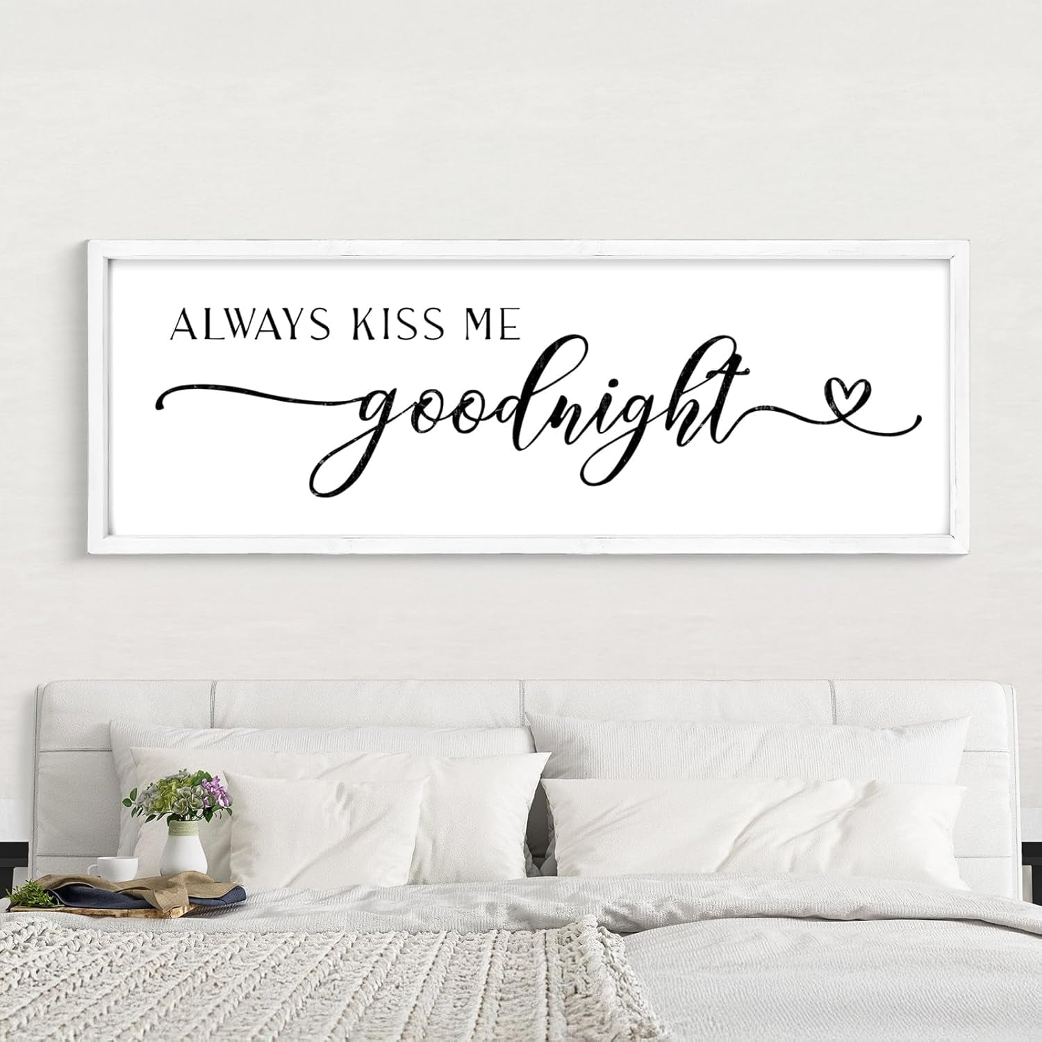Always Kiss Me Goodnight Wall Sign 42''×15'' Large Above Bed Wall Decor ...