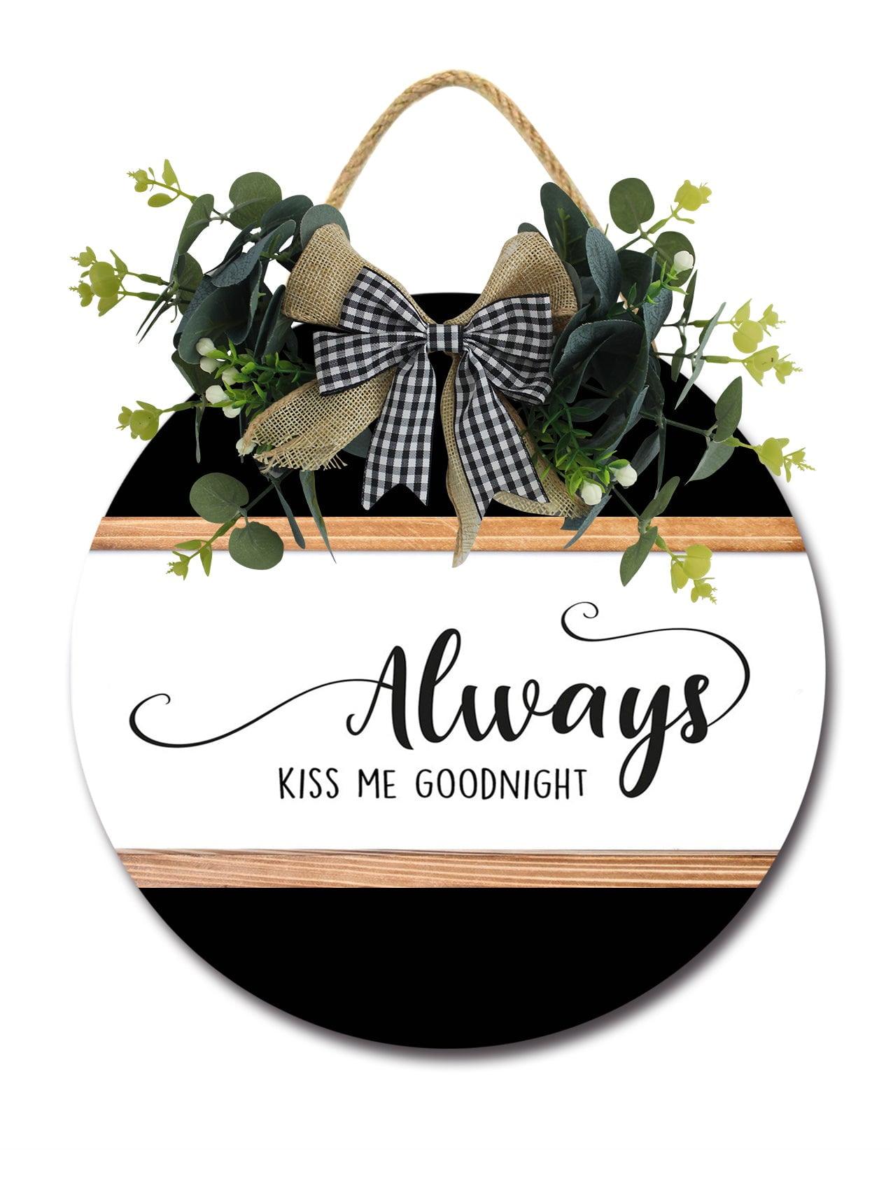 Always Kiss Me Goodnight Sign Front Door Porch Decorations, Round ...