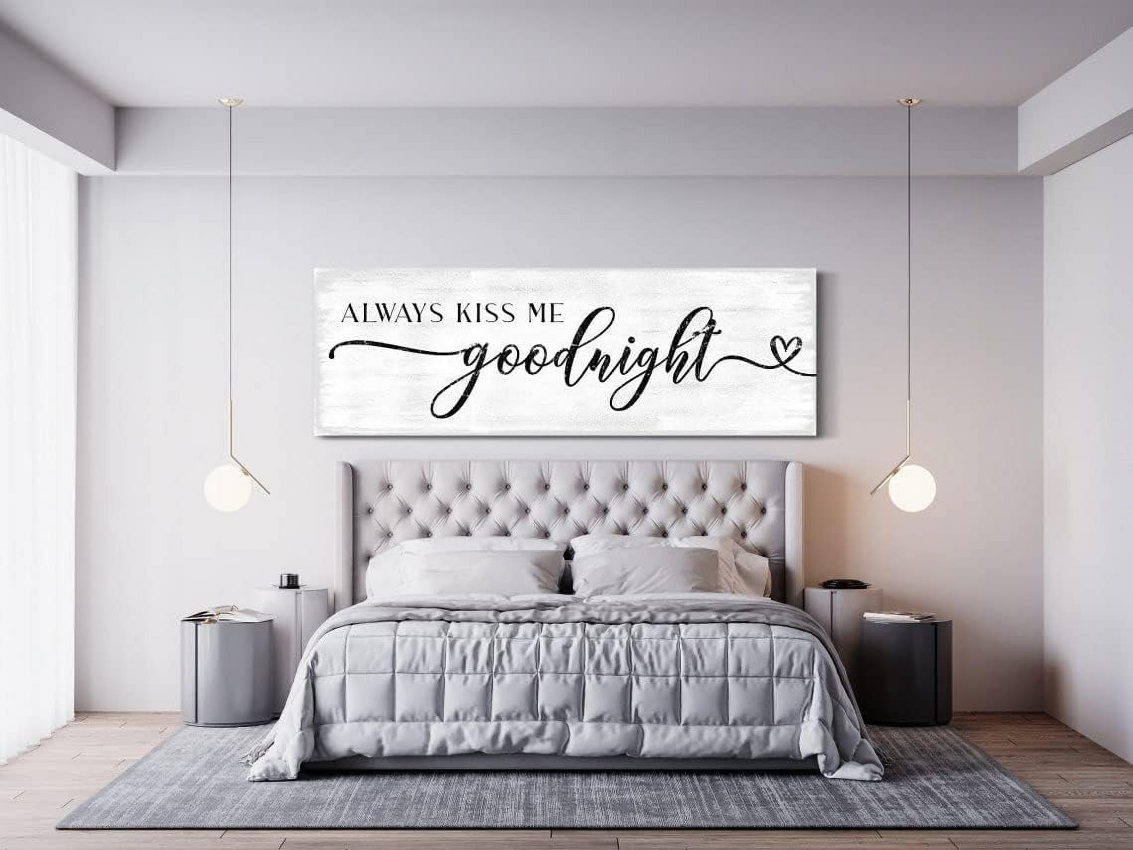 Always Kiss Me Goodnight Sign Wall Art Love Quote Wall Art Canvas ...