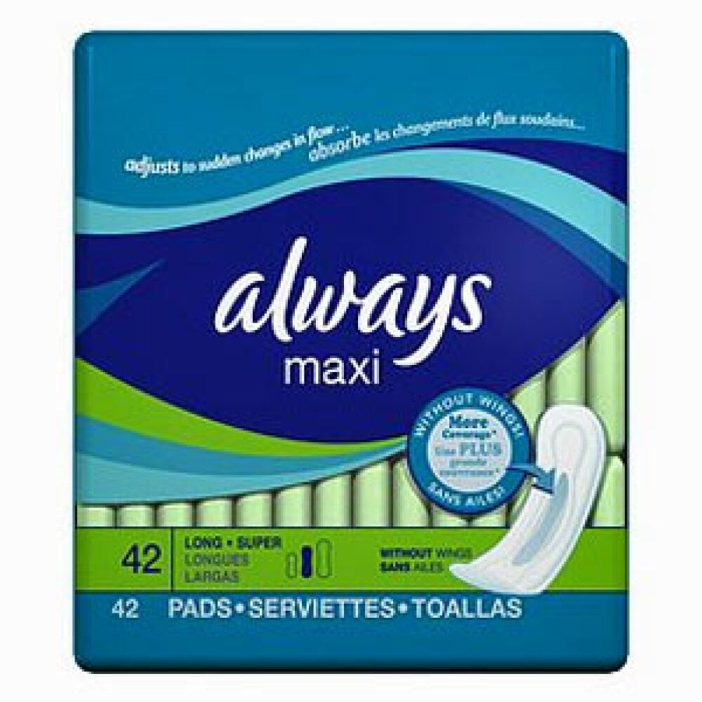 Always Long Maxi Pads, Super, Without Wings (Pack of 5) - Walmart.com