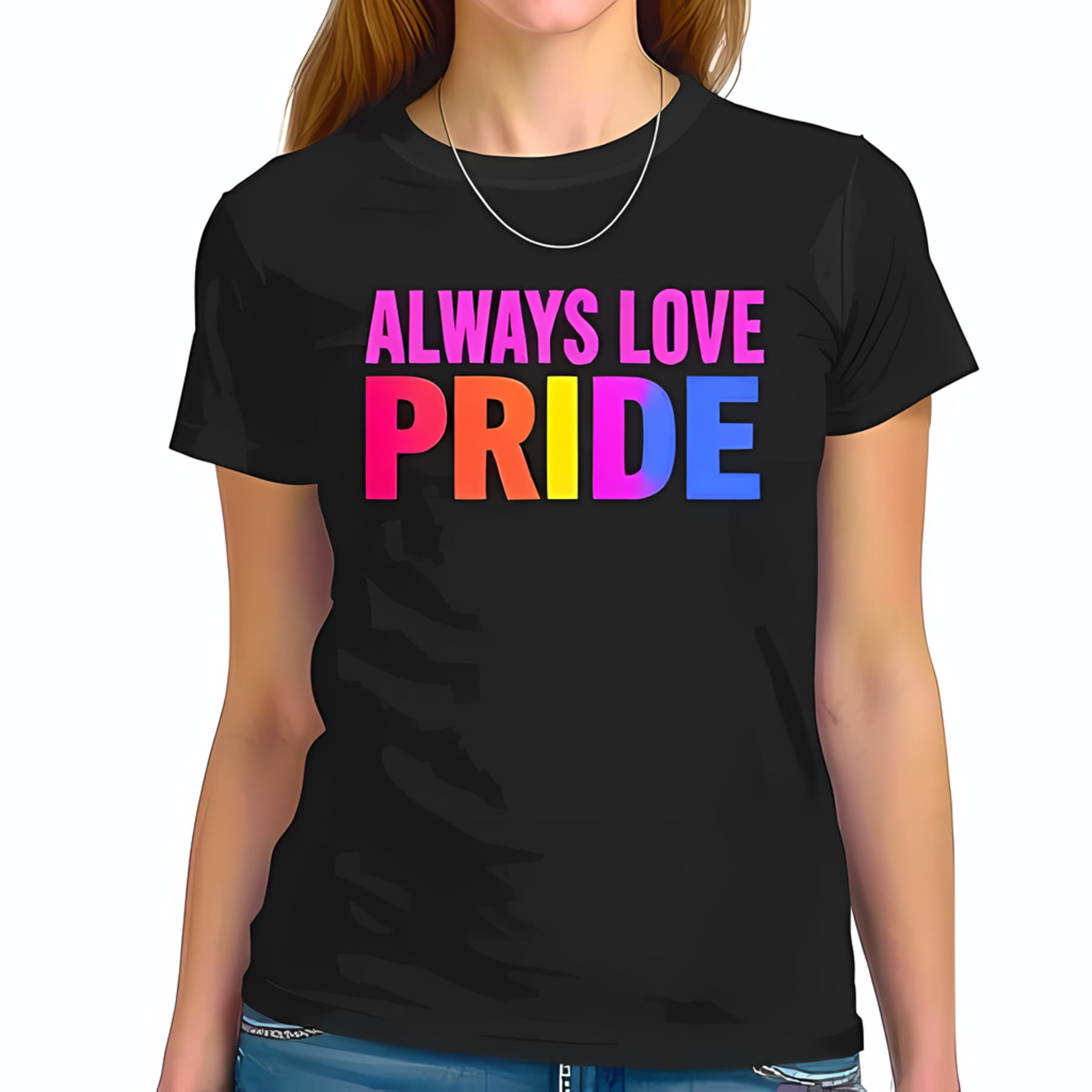 Always Love Pride Cotton Short Sleeve T-Shirt - Bold Black Tee with ...