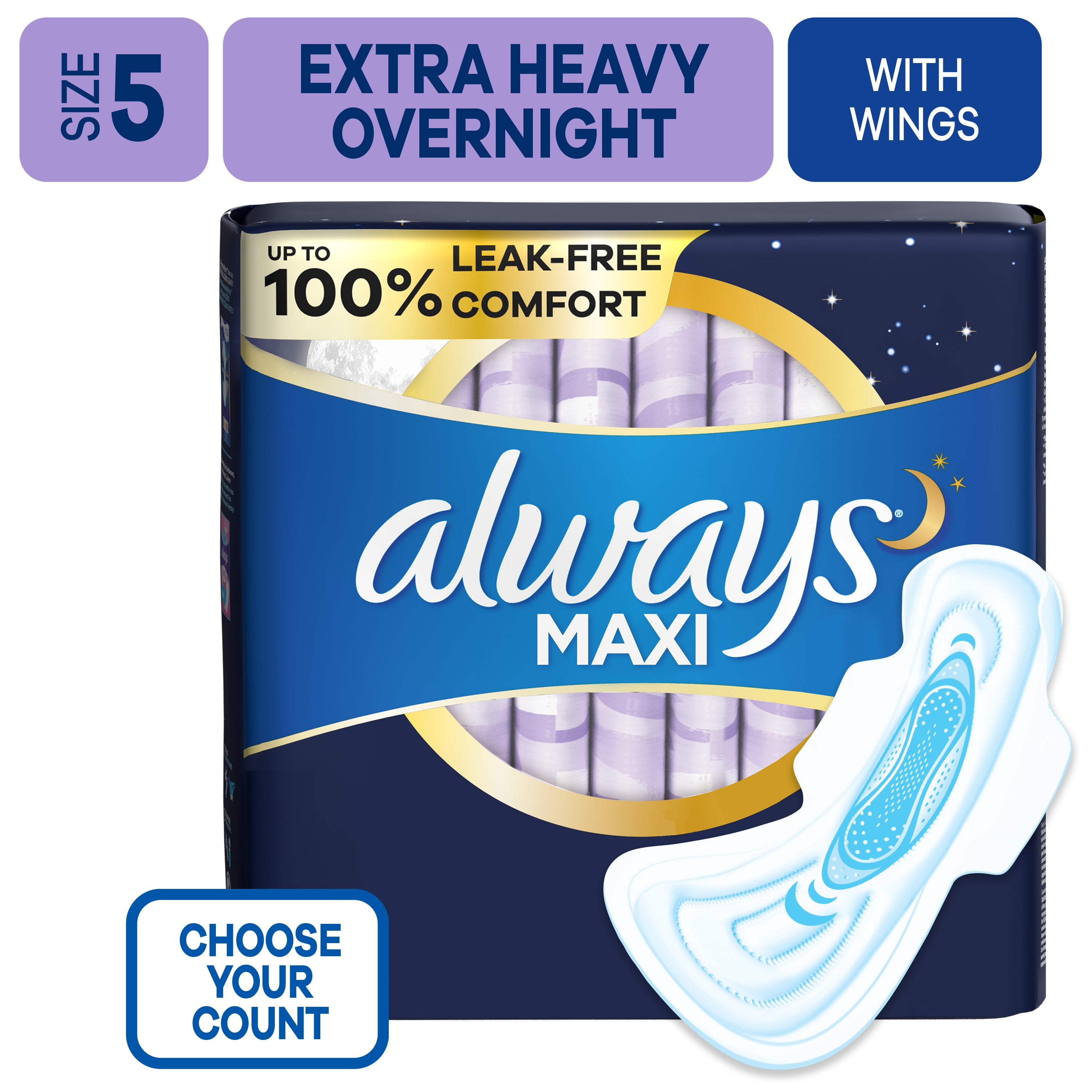 Brandclub - Always Maxi Pads with Wings, Size 5, Extra Heavy Overnight ...