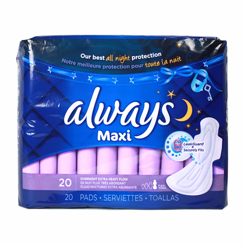 Always Maxi Extra Heavy Overnight Pads With Wings Unscented (Pack of 3 ...